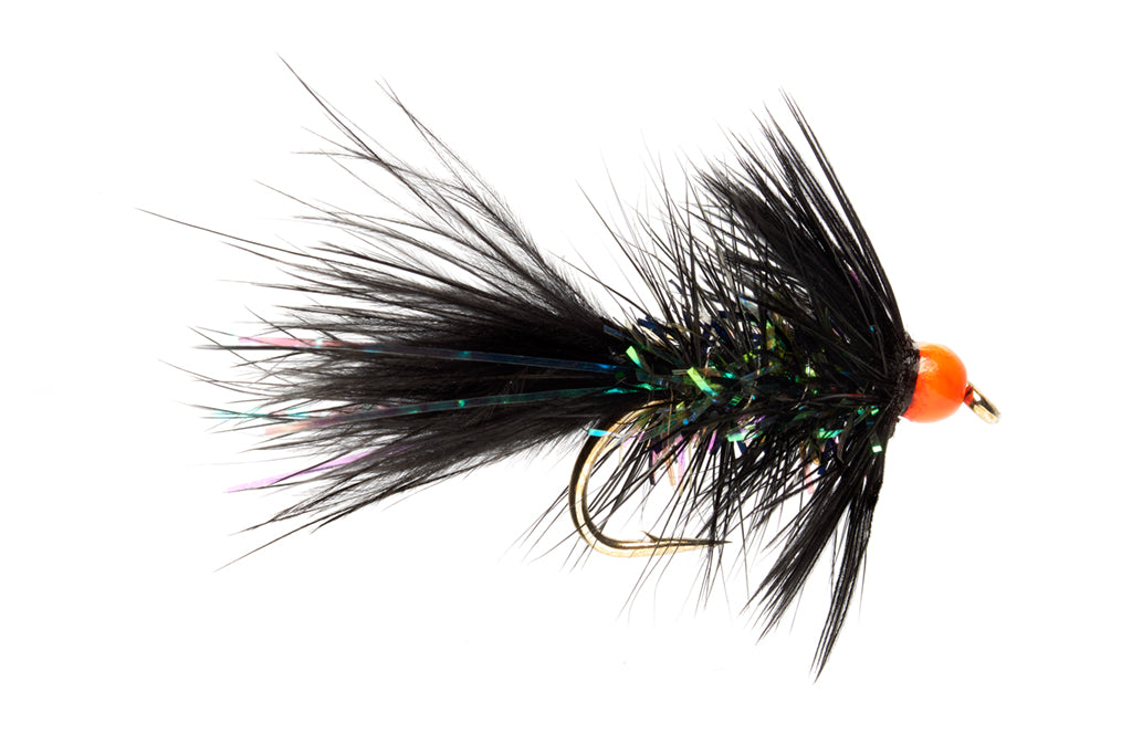 Fulling Mill Mini Shimmer Bugger Black & Orange — Aussie Angler