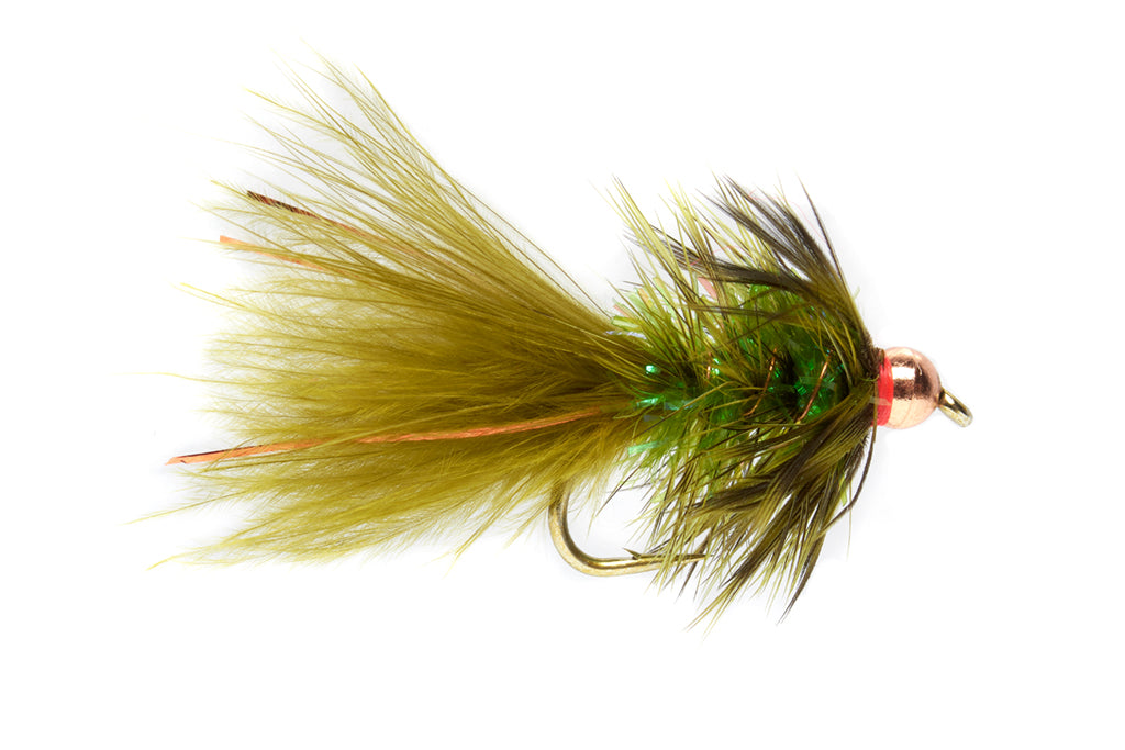 Fulling Mill Mini Shimmer Bugger Olive & Grizzly #10 — Aussie Angler